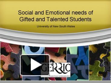Social and Emotional needs of Gifted and Talented Students presentation ...