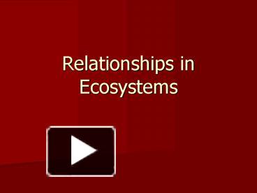 PPT – Relationships in Ecosystems PowerPoint presentation | free to ...