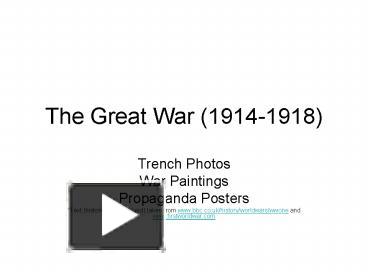 PPT – The Great War 19141918 PowerPoint presentation | free to view ...