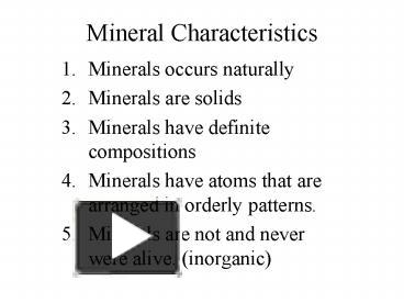 Mineral Characteristics presentation | free to view