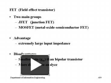 PPT – FET Field effect transistor PowerPoint presentation | free to view - id: 26165a-MGIyN