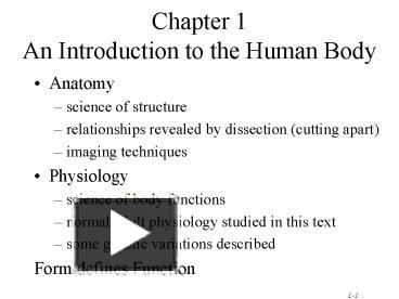 Chapter 1 An Introduction to the Human Body presentation | free to download