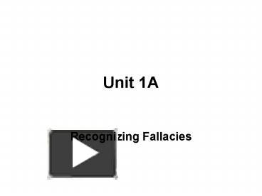 Unit 1A presentation | free to view