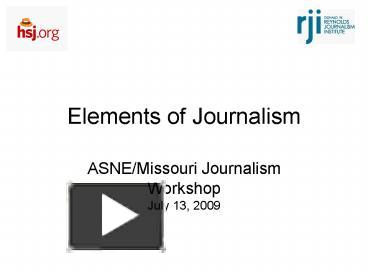 Elements of Journalism presentation | free to view