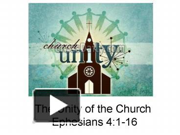 The Unity of the Church Ephesians 4:116 presentation | free to view