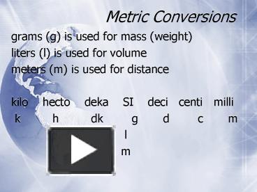Metric Conversions presentation | free to view