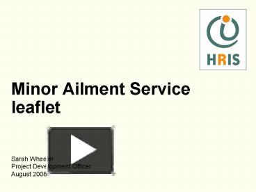 Minor Ailment Service leaflet presentation | free to view