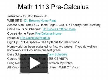 Math 1113 PreCalculus presentation | free to view