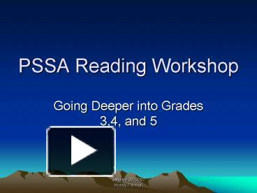 PSSA Reading Workshop presentation | free to view