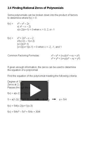 PPT – 2'4 Finding Rational Zeros of Polynomials PowerPoint presentation ...