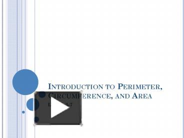 Introduction to Perimeter, Circumference, and Area presentation | free ...