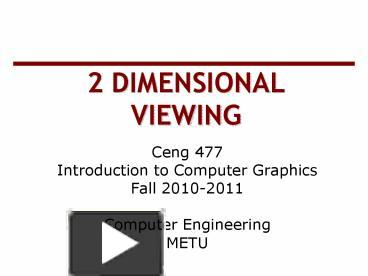 2 DIMENSIONAL VIEWING presentation | free to view