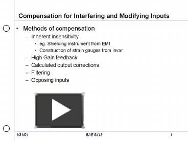 Compensation for Interfering and Modifying Inputs presentation | free to view