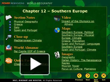 PPT – Chapter 12 Southern Europe PowerPoint presentation | free to view ...