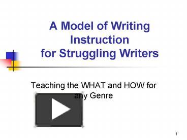 PPT – A Model of Writing Instruction for Struggling Writers PowerPoint ...