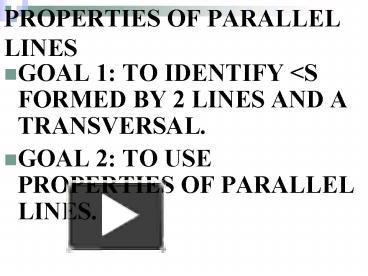 PROPERTIES OF PARALLEL LINES presentation | free to view