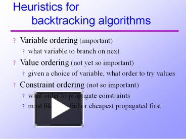PPT – Heuristics for backtracking algorithms PowerPoint presentation | free to download - id ...