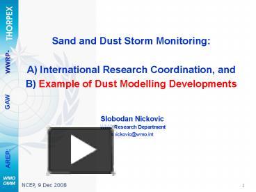 PPT – Sand and Dust Storm Monitoring: A International Research ...