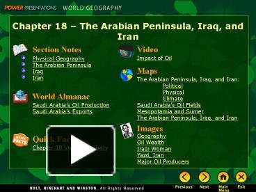 PPT – Chapter 18 The Arabian Peninsula, Iraq, and Iran PowerPoint ...