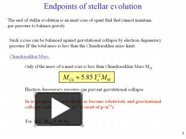 Endpoints of stellar evolution presentation | free to view