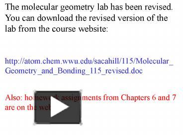 PPT – The molecular geometry lab has been revised' You can download the ...
