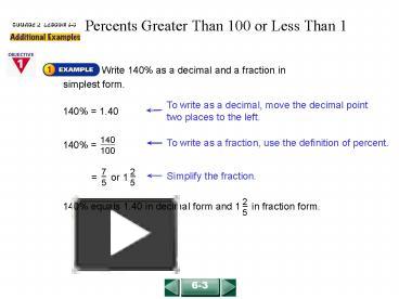 Percents Greater Than 100 or Less Than 1 presentation | free to view