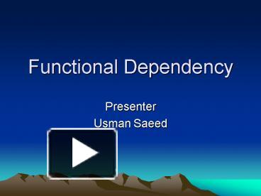 Functional Dependency presentation | free to view