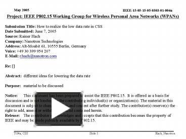 Chirp Spread Spectrum (CSS) PHY Submission presentation | free to download