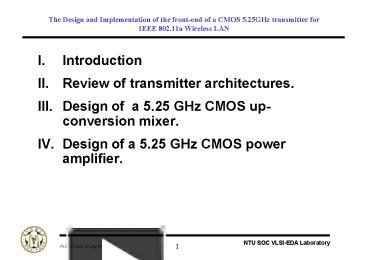 PPT – The Design and Implementation of the frontend of a CMOS 5'25GHz transmitter for IEEE 802 ...