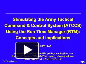 Stimulating the Army Tactical Command presentation | free to view