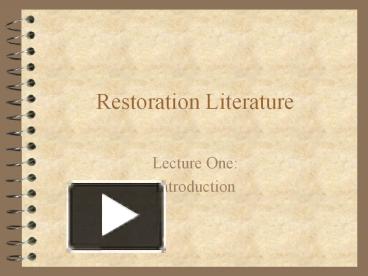 Restoration Literature presentation | free to download