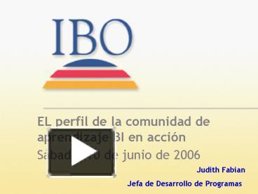 PPT – EL perfil de la comunidad de aprendizaje BI en accin Sbado, 10 de ...