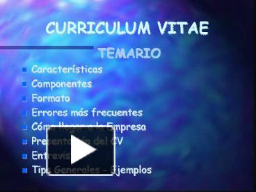 CURRICULUM VITAE presentation | free to view