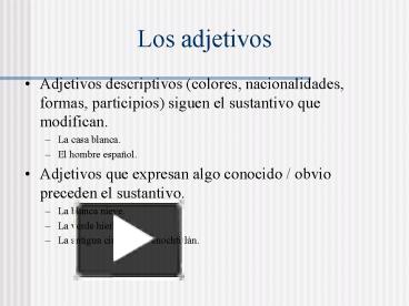 Los adjetivos presentation | free to view