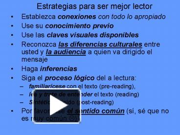 Estrategias para ser mejor lector presentation | free to view