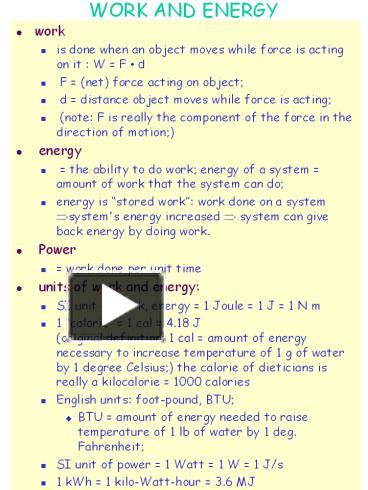WORK AND ENERGY presentation | free to download
