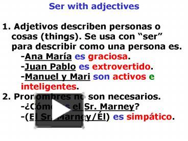 Ser with adjectives presentation | free to view