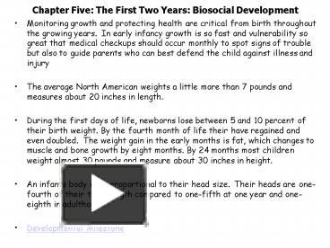 PPT – Chapter Five: The First Two Years: Biosocial Development ...