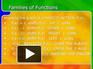 Families of Functions presentation | free to view