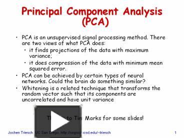 Principal Component Analysis (PCA) presentation | free to view