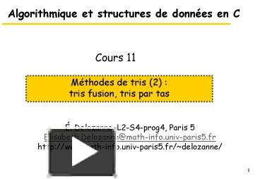 Algorithmique et structures de donnes en C presentation | free to view