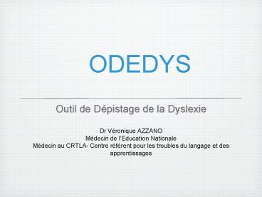 ODEDYS presentation | free to download