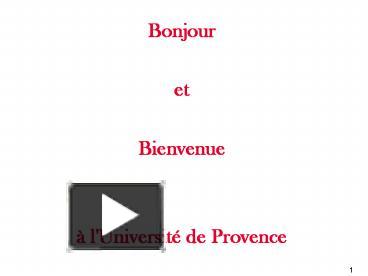 PPT – Bonjour PowerPoint presentation | free to view - id: 29bde3-NTkyZ