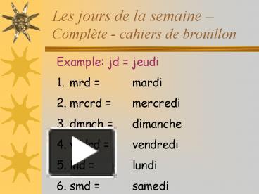 Les jours de la semaine presentation | free to download