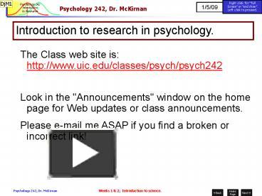 PPT – Psychology 242, Introduction to Research Methods PowerPoint ...