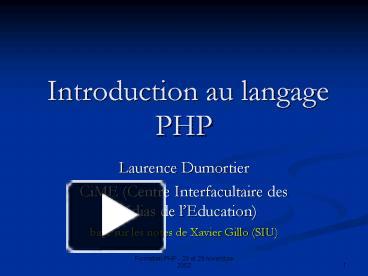 Introduction au langage PHP presentation | free to view