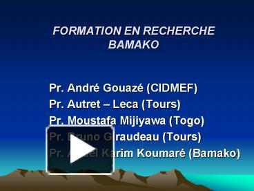 PPT – FORMATION EN RECHERCHE BAMAKO PowerPoint presentation | free to view - id: 2a51e8-ZDc1Z