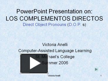 PPT – PowerPoint Presentation on: LOS COMPLEMENTOS DIRECTOS Direct ...