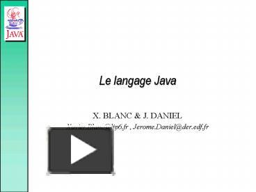 Le langage Java presentation | free to view