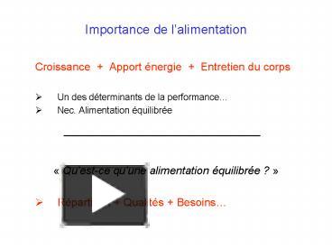 PPT – Importance de lalimentation PowerPoint presentation | free to ...